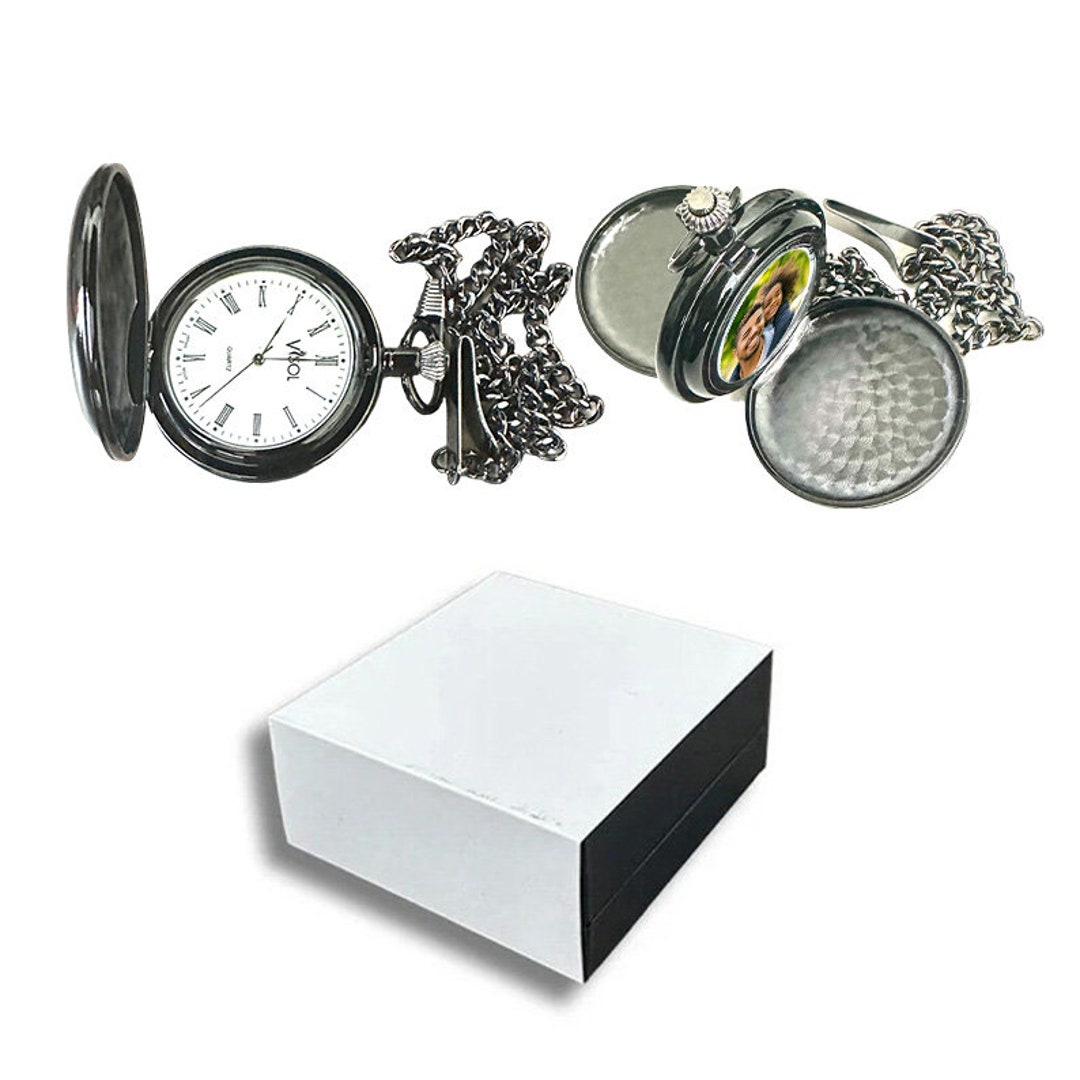 Pocket Watch Engraved, Black Matte Finish Quartz Pocket Watch With ...