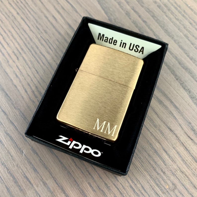 Genuine Zippo Lighter Personalized Brushed Brass Zippo - Etsy