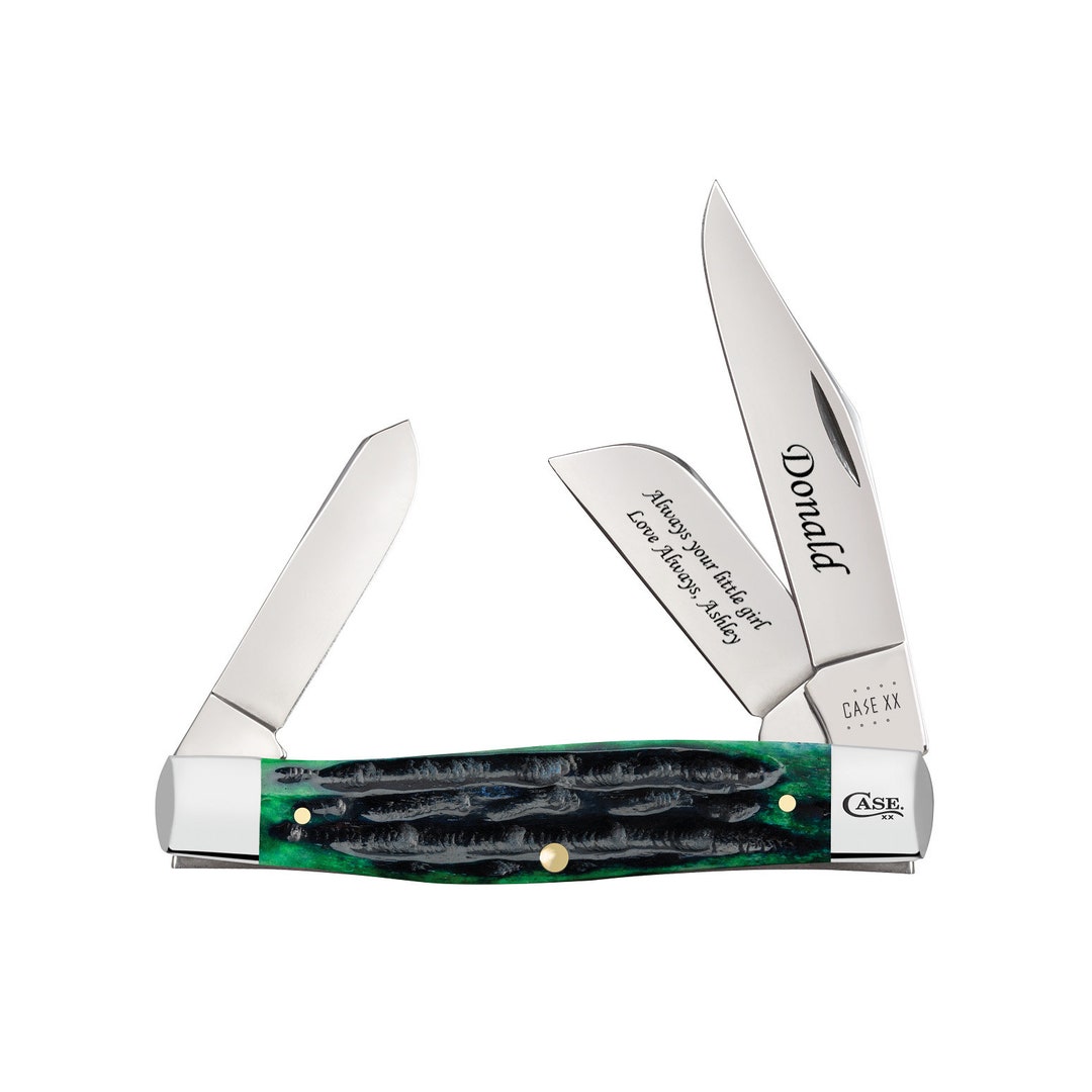Case Knife Engraved, Case XX Deep Canyon Hunter Green Large Stockman ...