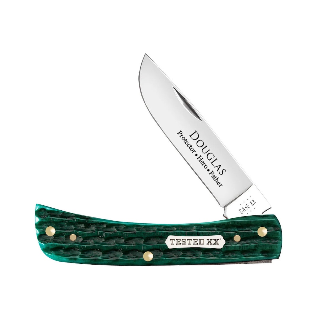 Case Knife Engraved, Case Kinfolk Jig Jade Bone Sodbuster Jr. Pocket ...