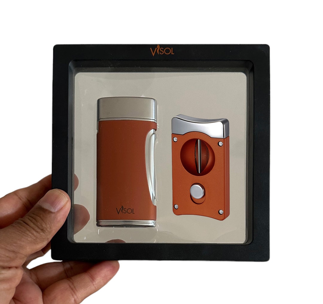 Set of Cigars Lighter & Cutter Personalized, Double Guillotine, W ...