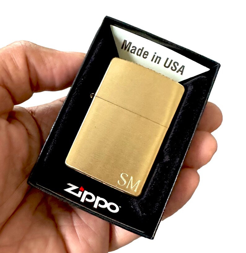 Genuine Zippo Lighter Personalized Brushed Brass Zippo - Etsy