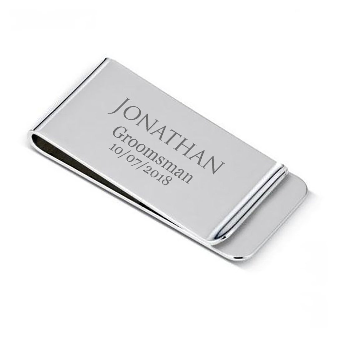 Money Clip Engraved, Chrome Polished Money Clip Engraved , Groomsmen ...