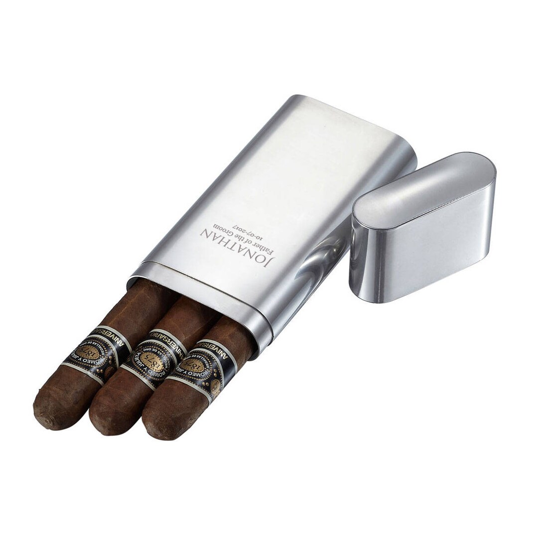 Cigar Case Engraved, Chrome Polished Travel Cigar Case Engraved ...