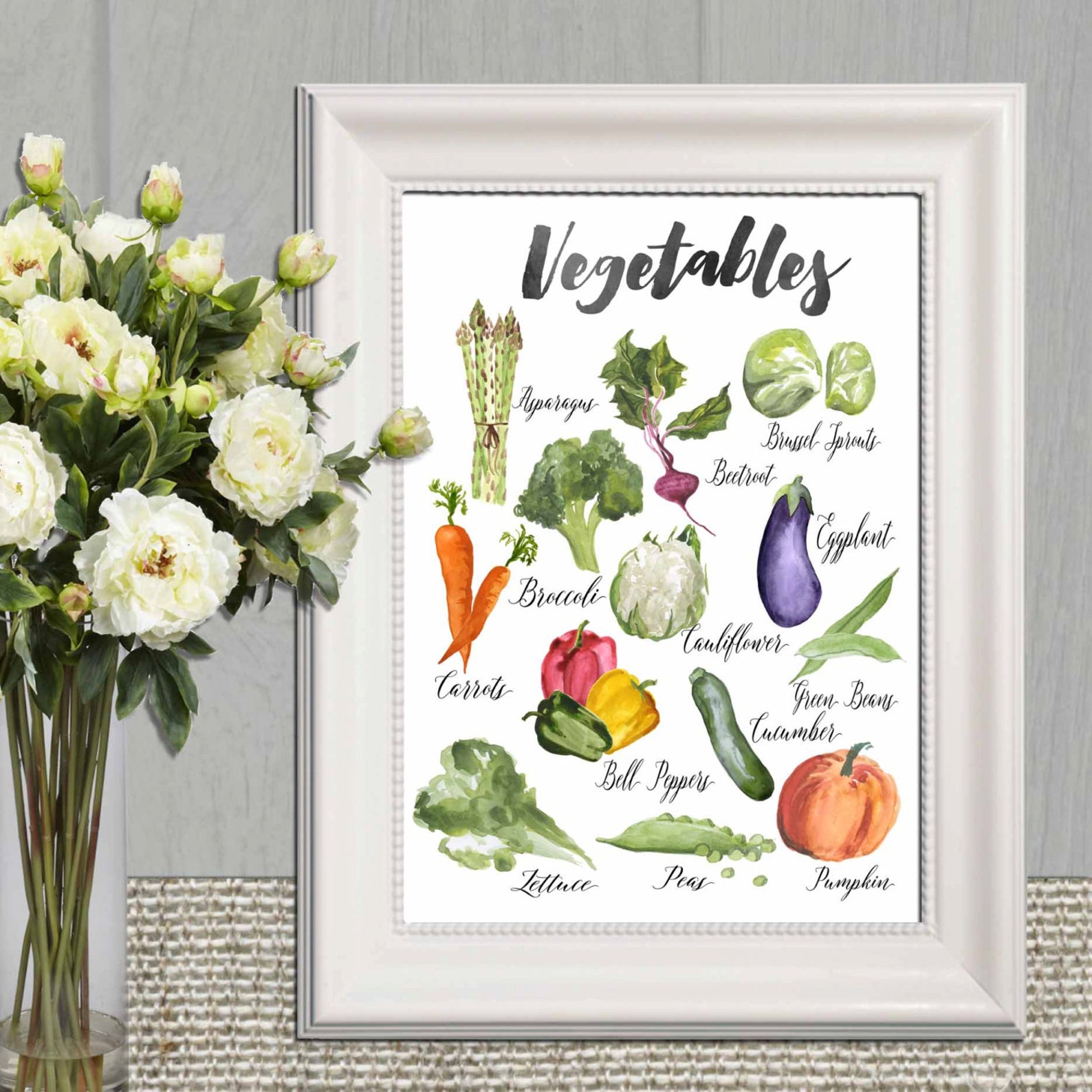 Kitchen decor printable Vegetable print Kitchen vegetable wall | Etsy