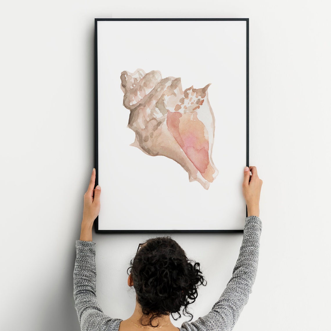 Sea Shell Print Watercolor Shell Printable Coral Wall Art | Etsy