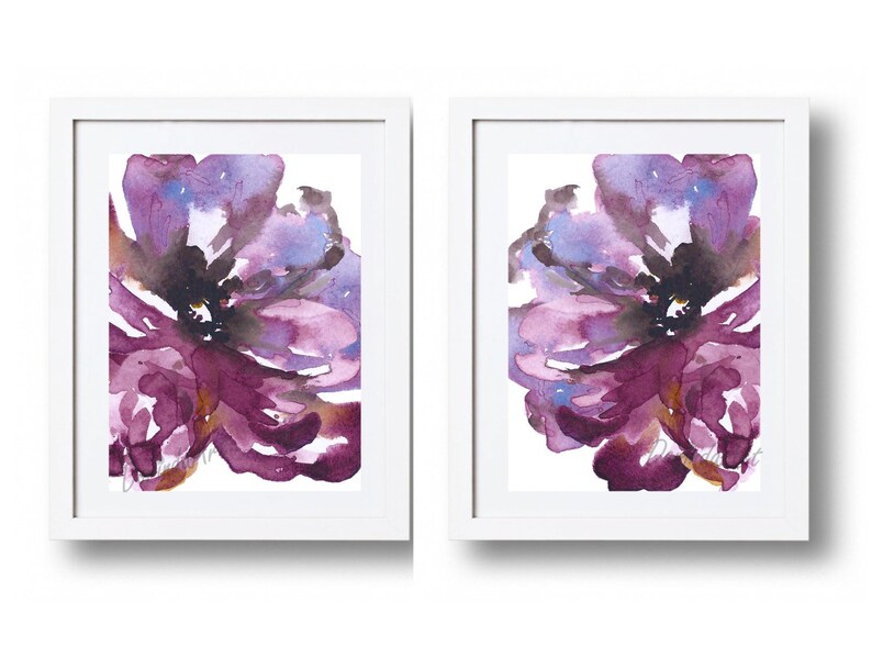 Purple Flower Prints Wall Art Purple Flower Printable Set of 2 - Etsy