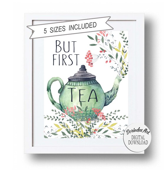 Print on Demand Kitchen Wall Hanging Tea and Teapot Printable Design ...