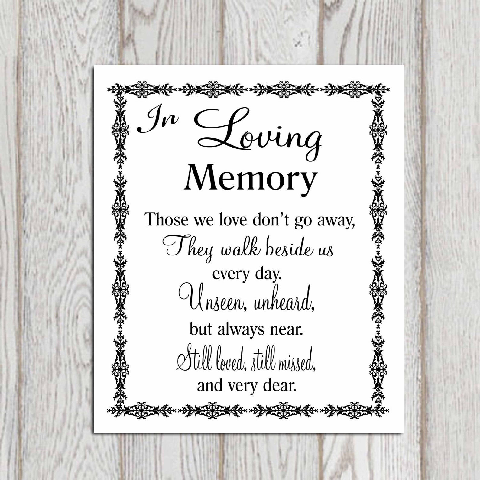 In Loving Memory Printable Memorial Table Wedding Memorial - Etsy Australia