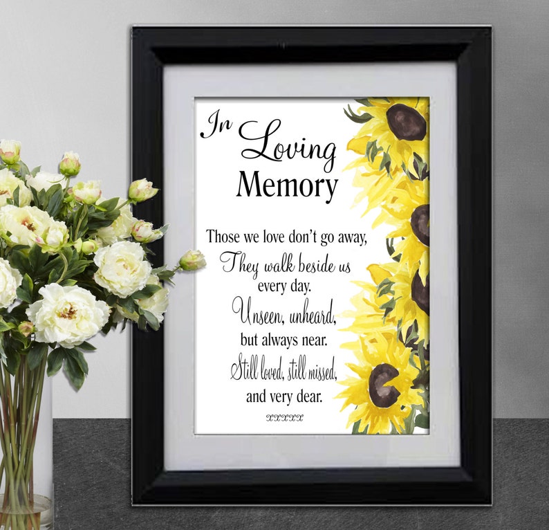 In Loving Memory Printable Yellow Sunflowers Wedding Memorial - Etsy