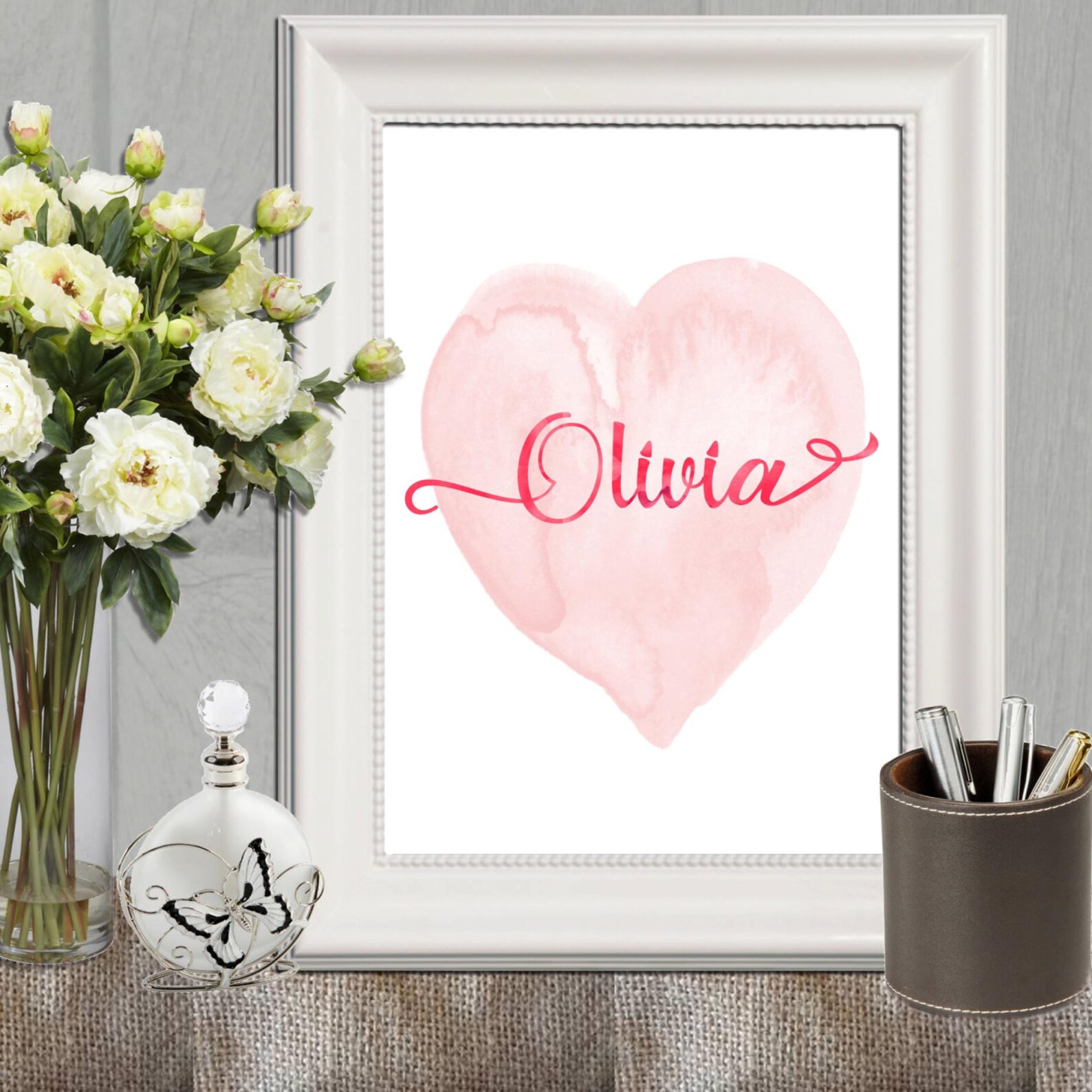 Personalized Name Print Heart Printable Personalized Nursery - Etsy