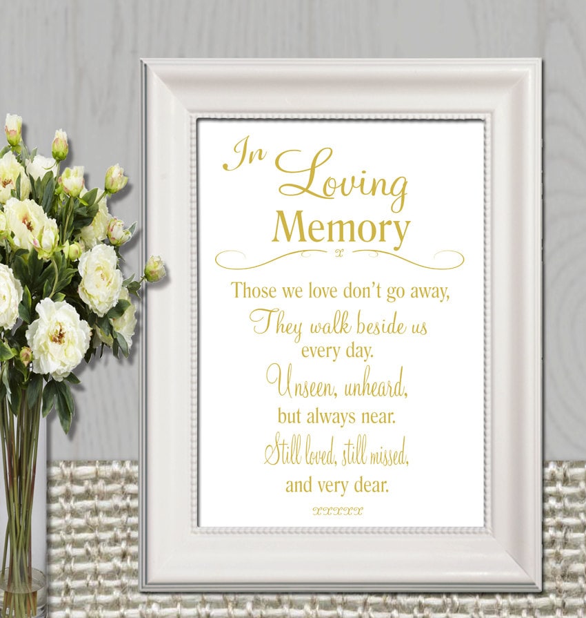 Gold Wedding Memorial table In loving memory printable Custom | Etsy