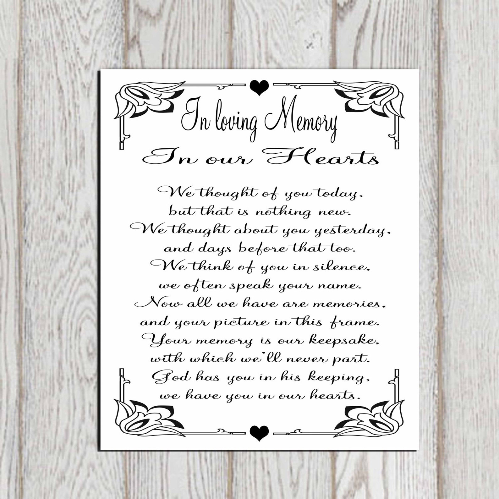 In Loving Memory Printable Memorial Table Wedding Memorial - Etsy Canada