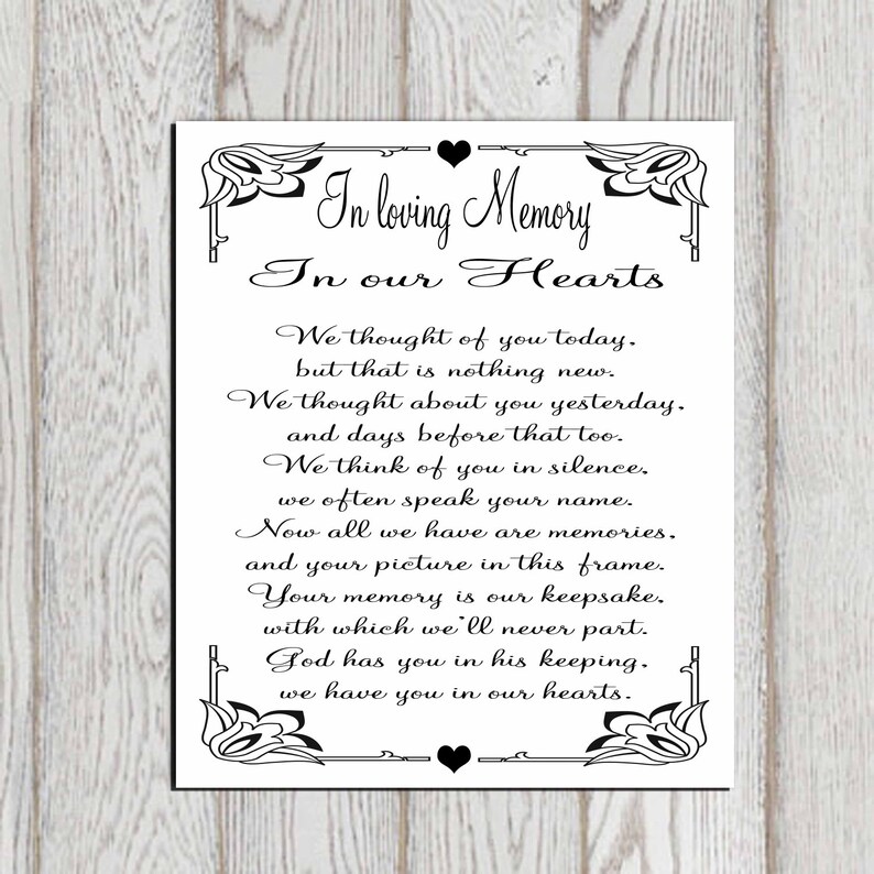 In Loving Memory Printable Memorial Table Wedding Memorial Etsy