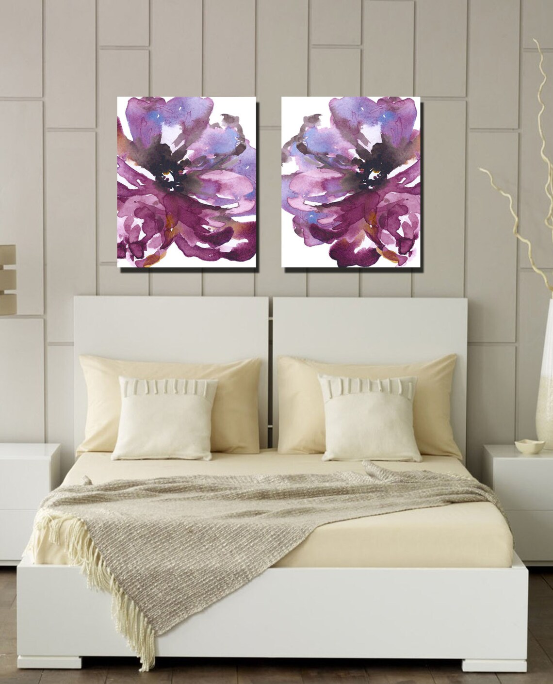 Purple Flower Prints Wall Art Purple Flower Printable Set of 2 - Etsy