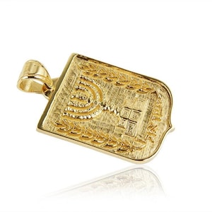 14k Solid Yellow Gold Emblem of Israel Necklace, Personalized Jewish Pendant, Judaica Jewelry - Etsy