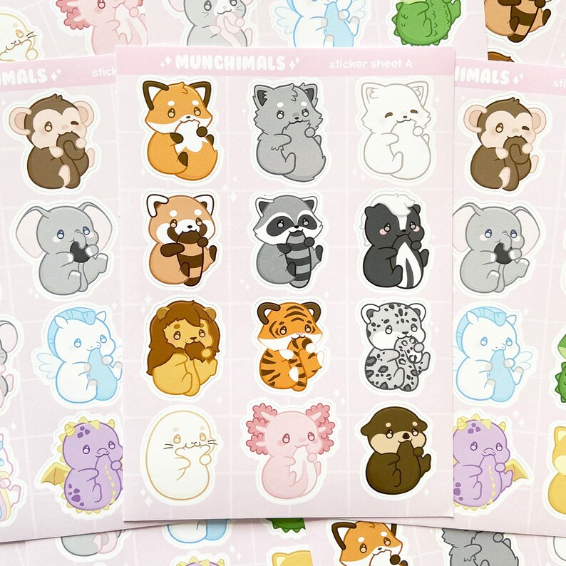 Cute Munchimals Sticker Sheet Kawaii Animals Journal Planner - Etsy