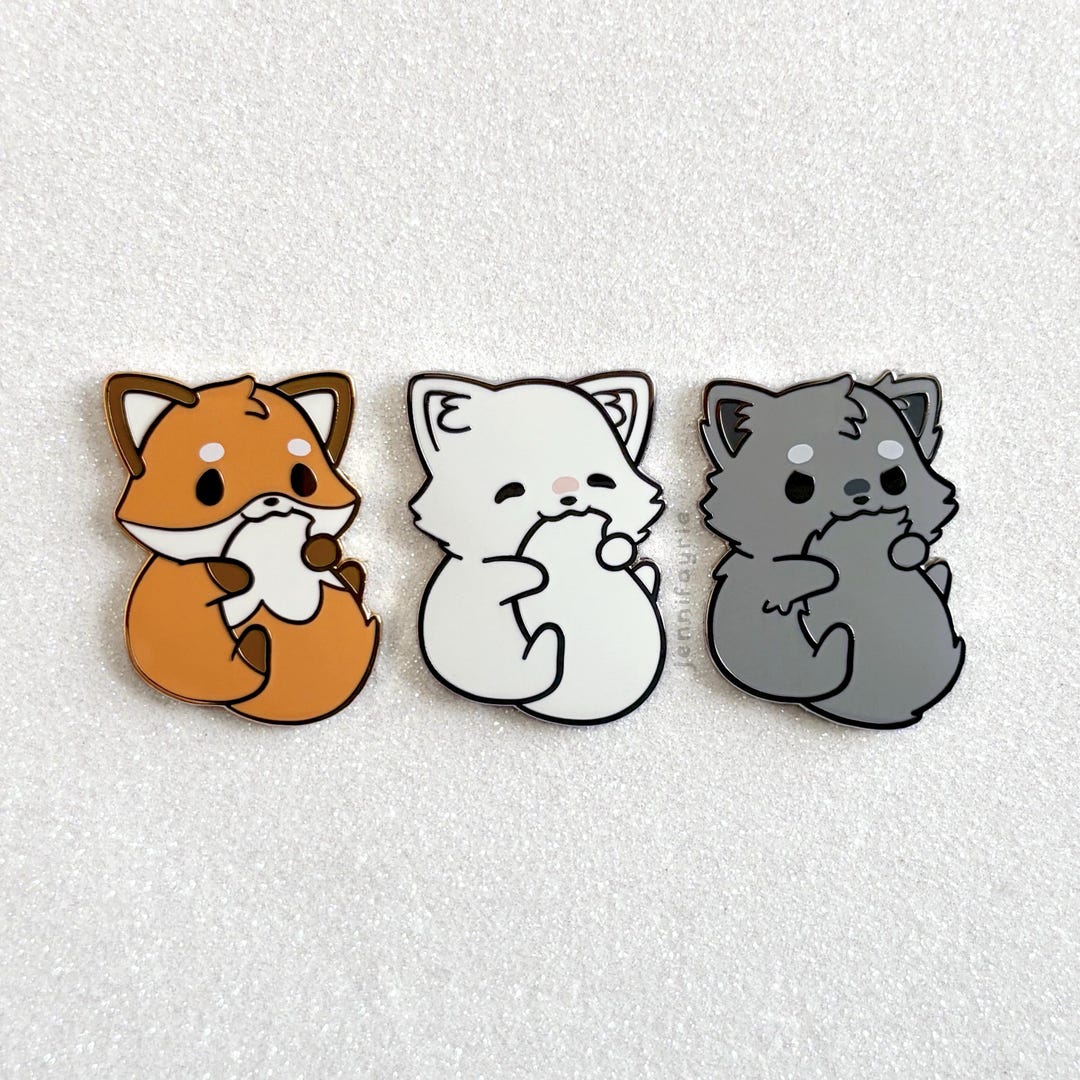 Cute Fox Enamel Pin • Wolf Arctic Fox Pin • Kawaii Animal Lapel Pin ...