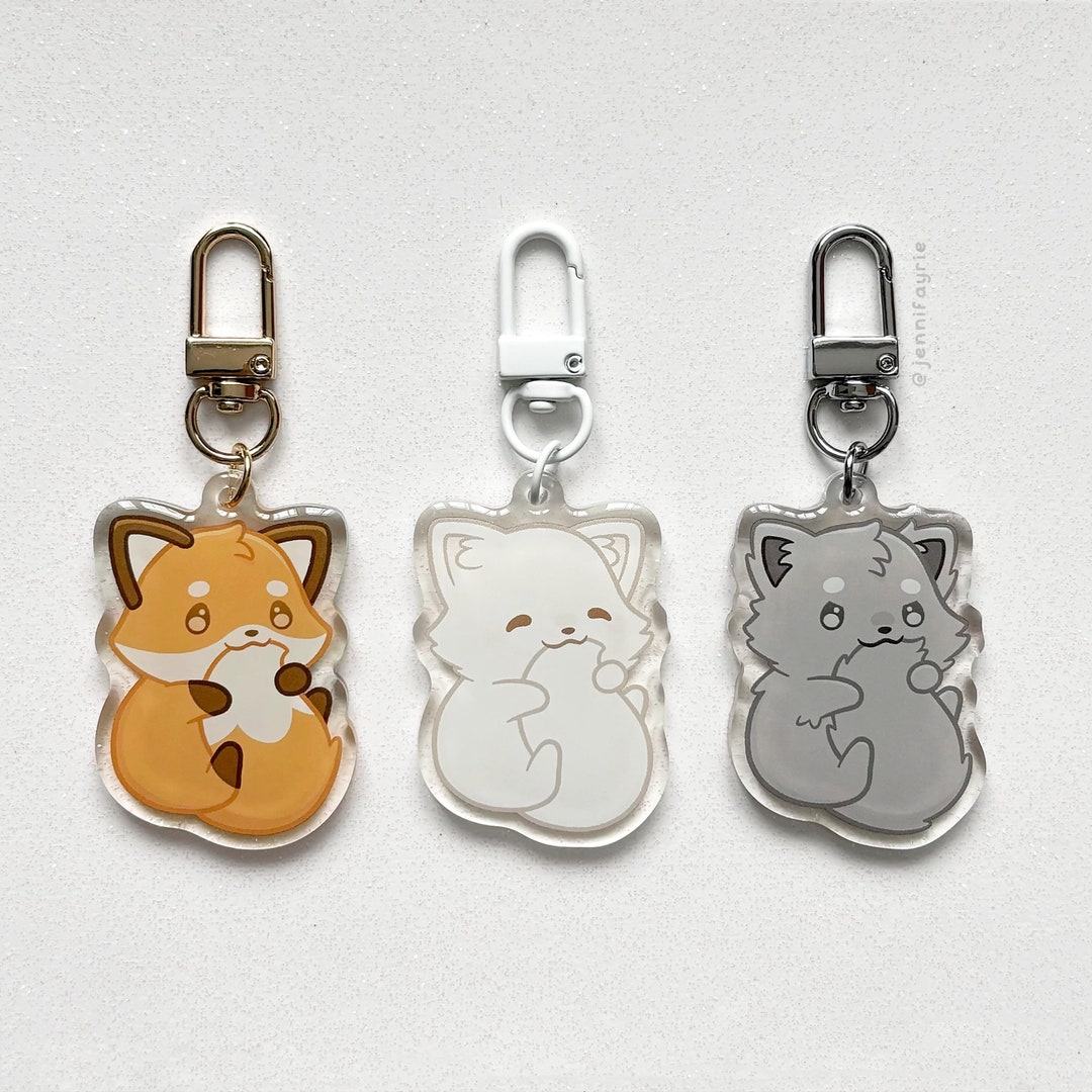 Cute Fox Keychain • Wolf Arctic Fox Keyring • Animal Acrylic Charm - Etsy