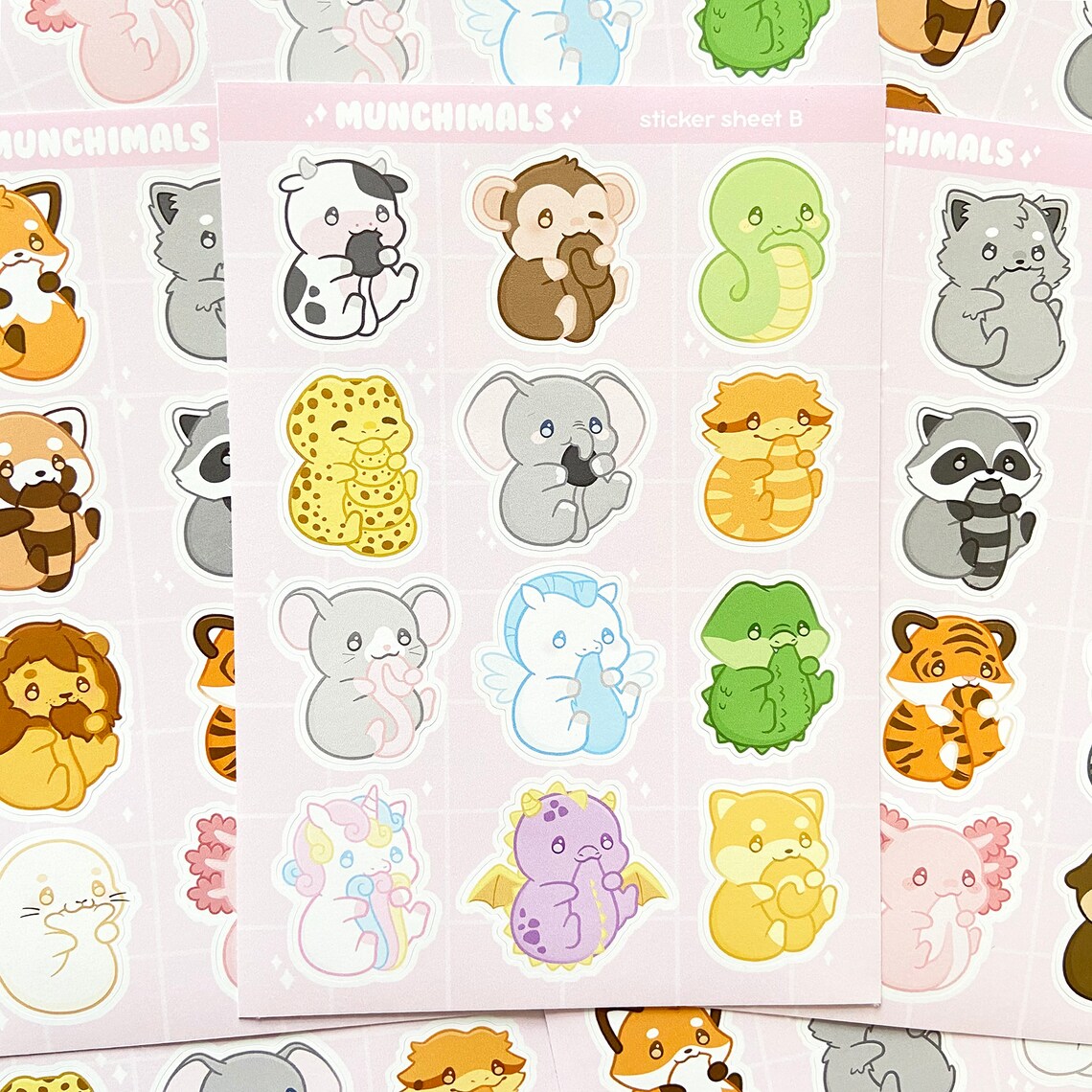 Cute Munchimals Sticker Sheet Kawaii Animals Journal Planner - Etsy