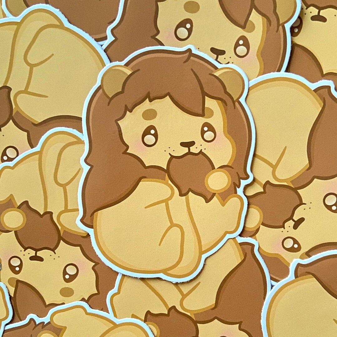 Cute Lion Munchimal Kawaii Big Cat Animal 8cm Gloss Vinyl Notebook ...