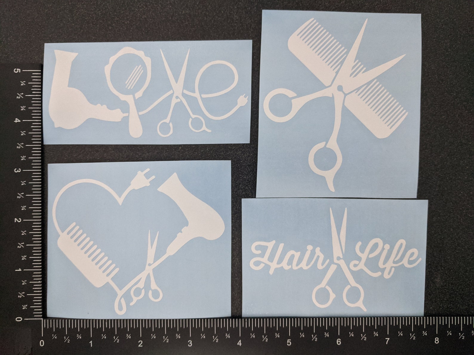 Hair Stylist Decals: Love, Heart, Comb and Scissors, Hair Life - Etsy