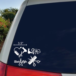 Hair Stylist Decals: Love, Heart, Comb and Scissors, Hair Life - Etsy