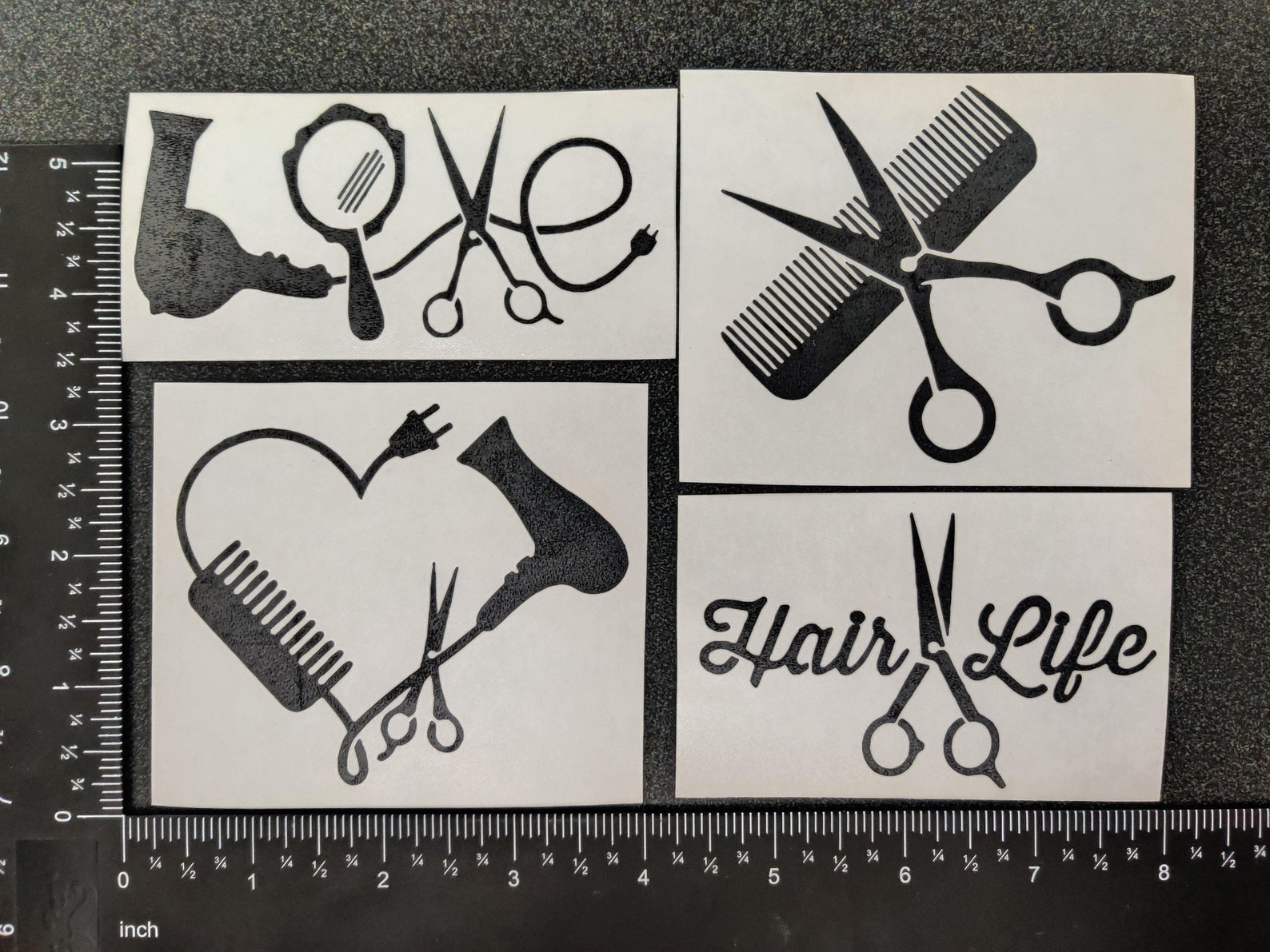 Hair Stylist Decals: Love, Heart, Comb and Scissors, Hair Life - Etsy