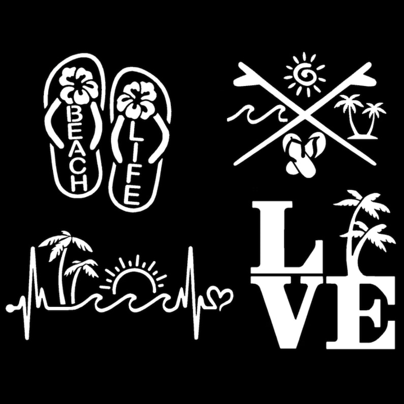 Beach Life Tropical Decal 4-pack - Etsy