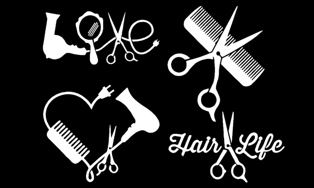 Hair Stylist Decals: Love, Heart, Comb and Scissors, Hair Life - Etsy