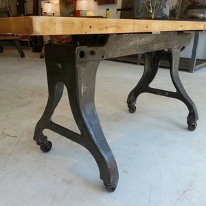 Vintage Industrial Cast Iron Machine Base Dining Table - Etsy