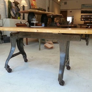 Vintage Industrial Cast Iron Machine Base Dining Table - Etsy