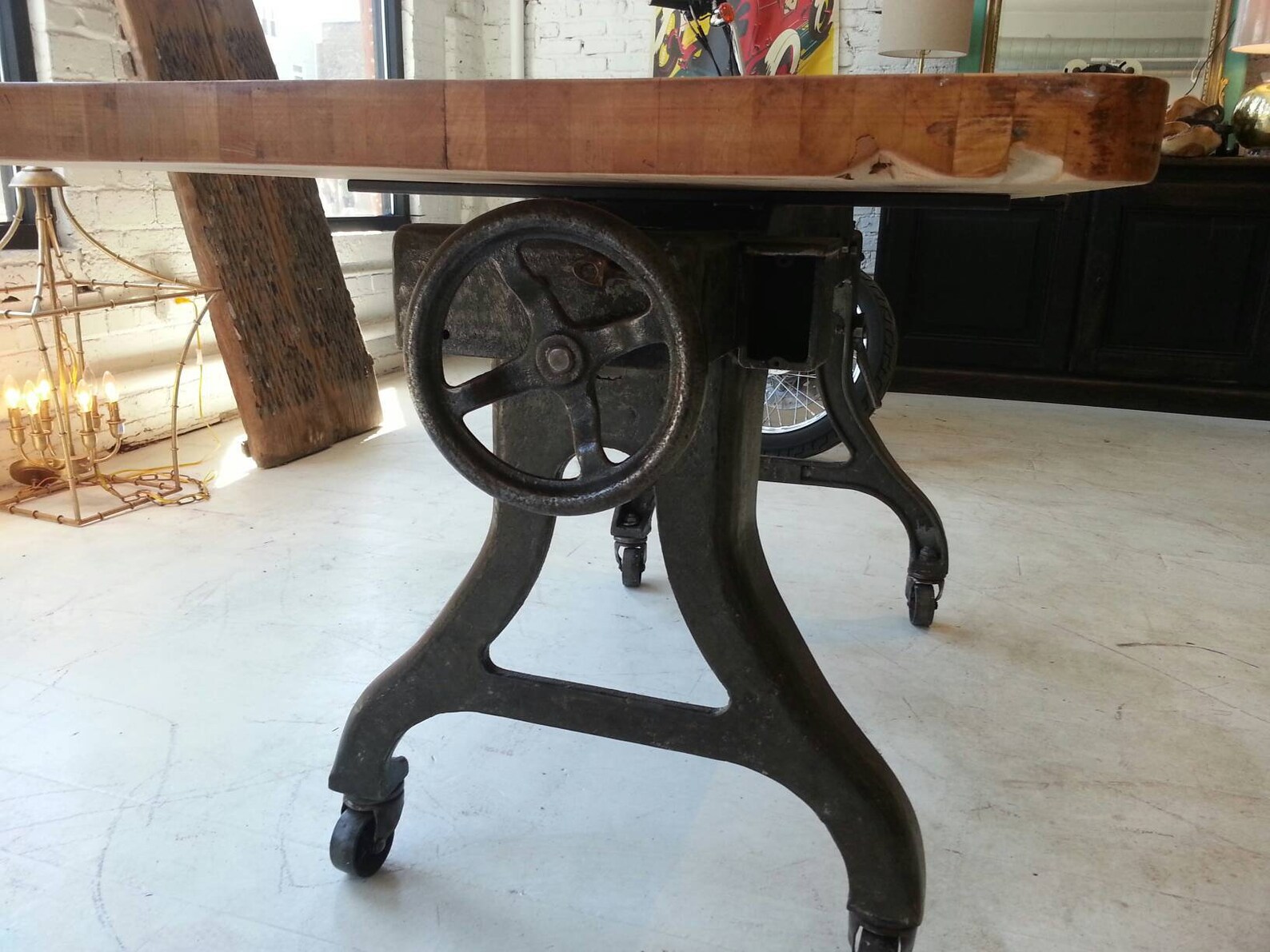 Vintage Industrial Cast Iron Machine Base Dining Table - Etsy