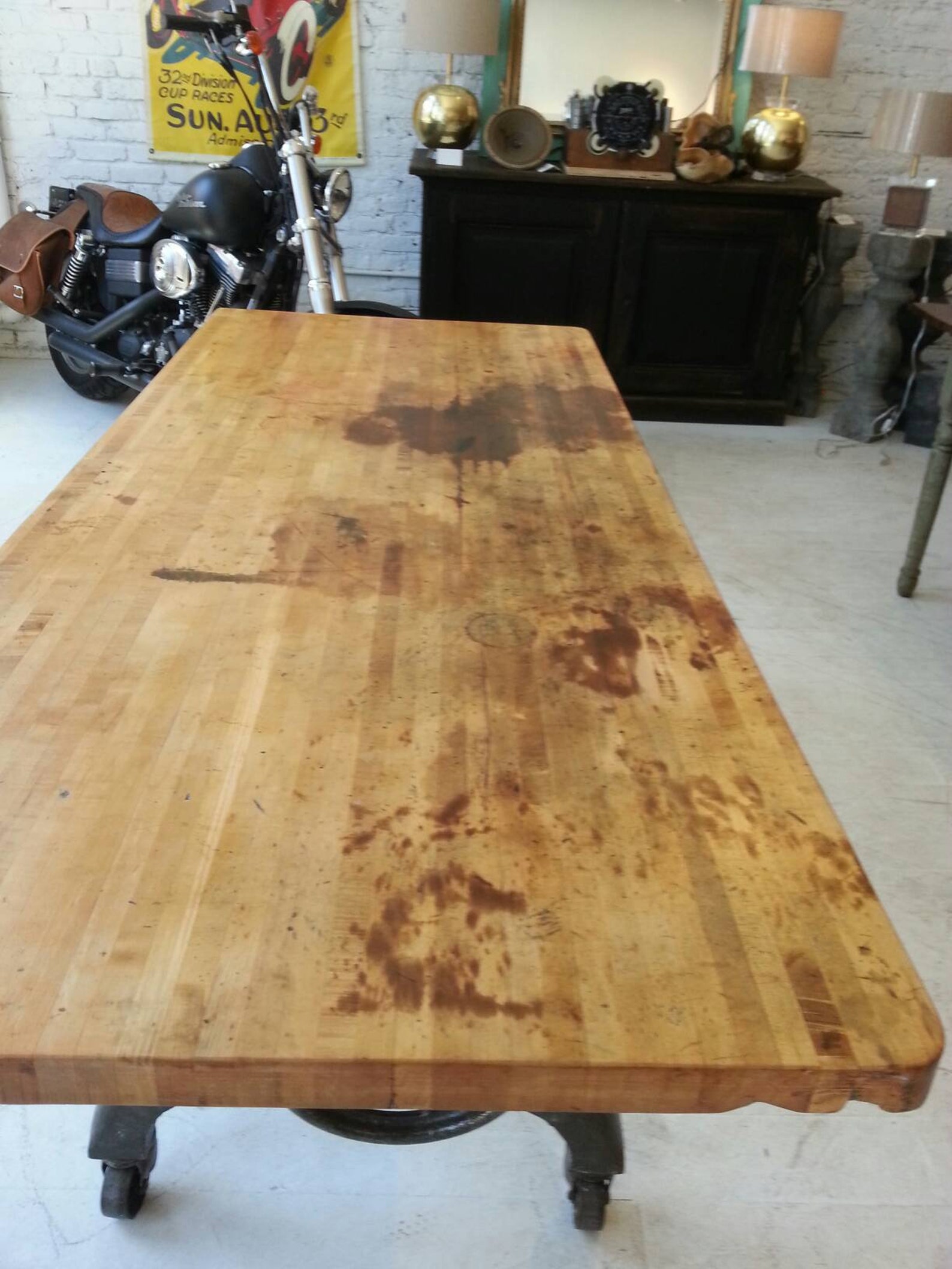 Vintage Industrial Cast Iron Machine Base Dining Table - Etsy