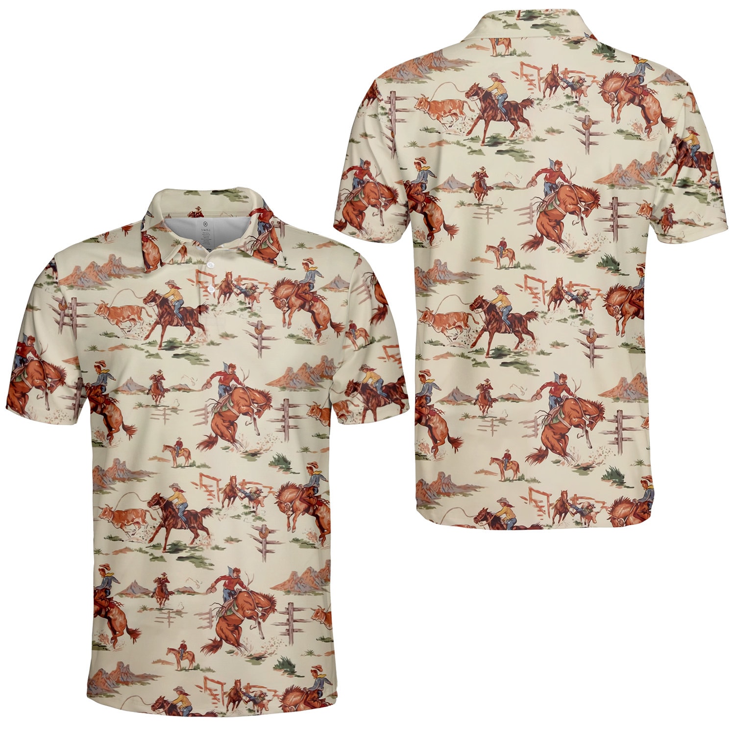 Cowboy Polo Shirts For Men Women, Cowboy Golf Player Tropical Golf Polo ...