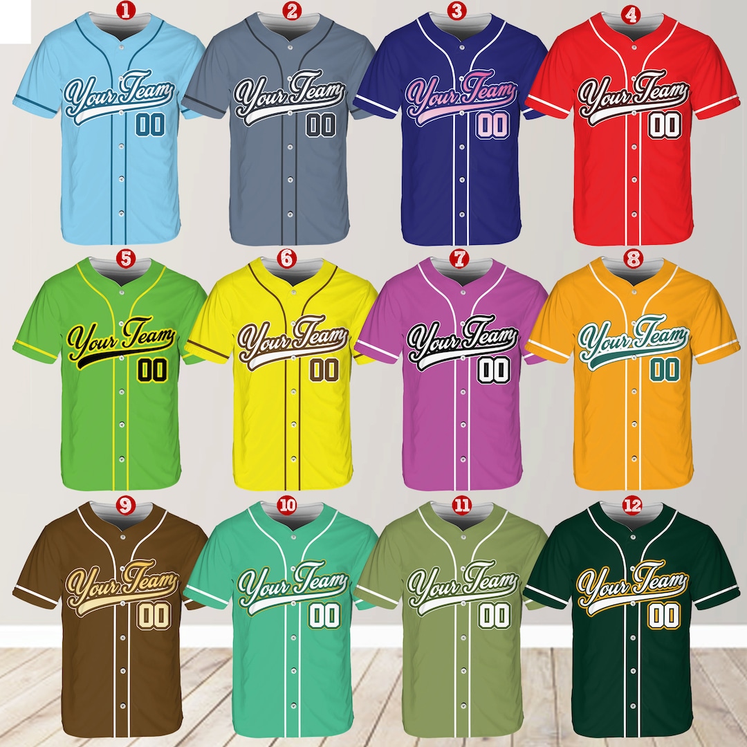 Custom Team Name and Number Baseball Jersey, Personalized Baseball ...