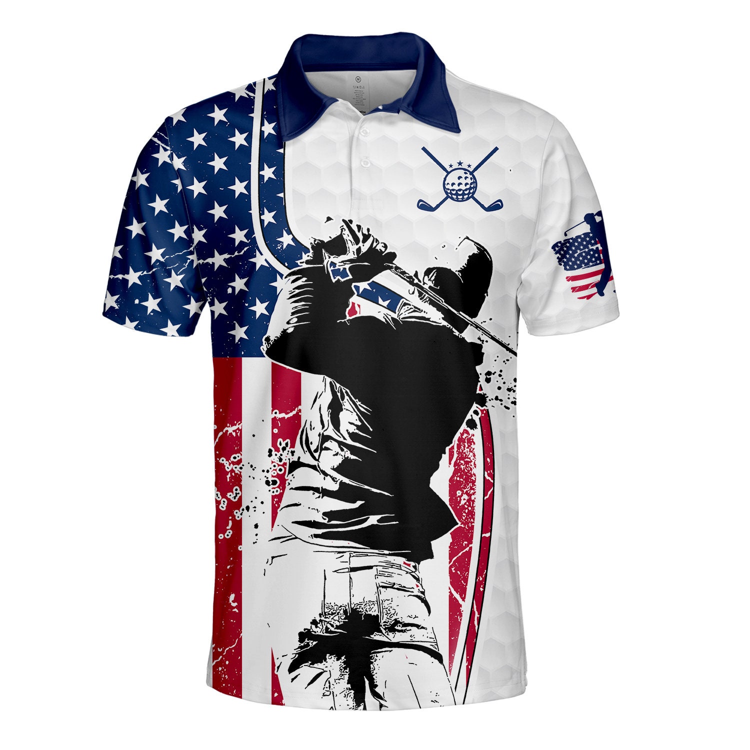 Looking At My Putt Golf Polo Shirts for Men, US Flag Golf Players sold ...
