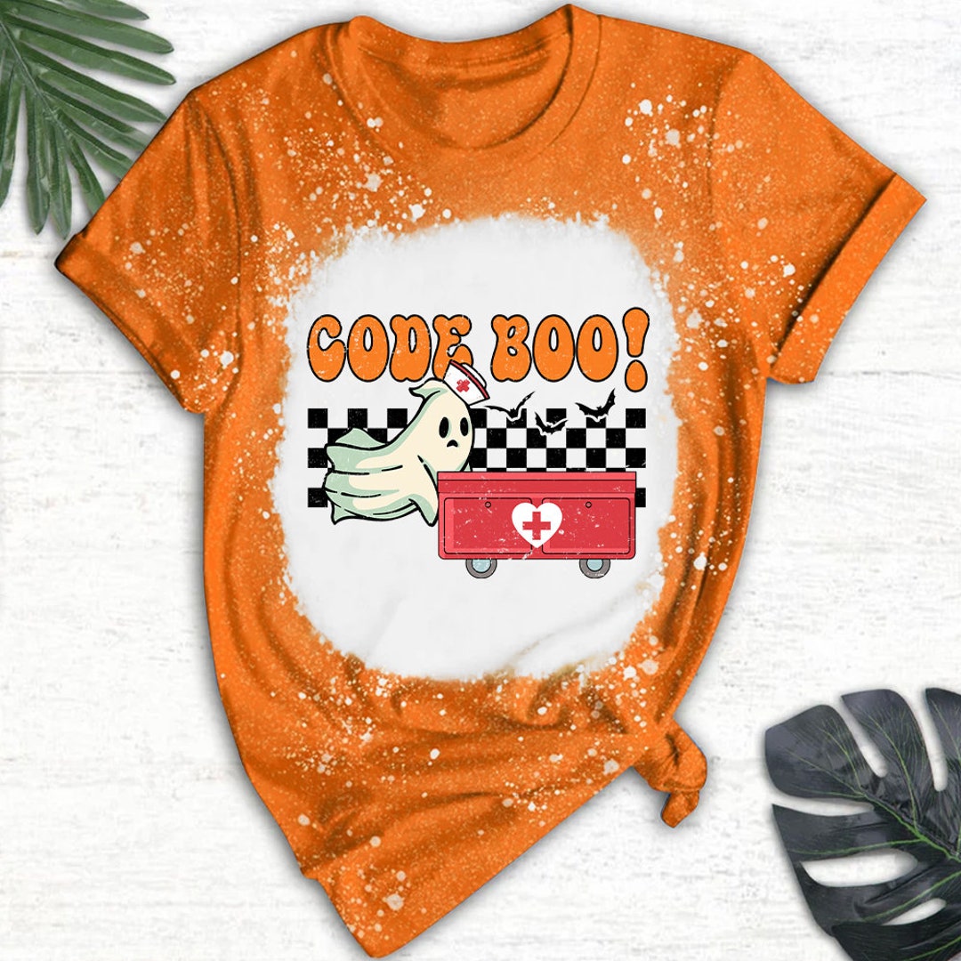 Code Boo Bleached Shirt Retro Halloween Nurse Shirt Spooky - Etsy