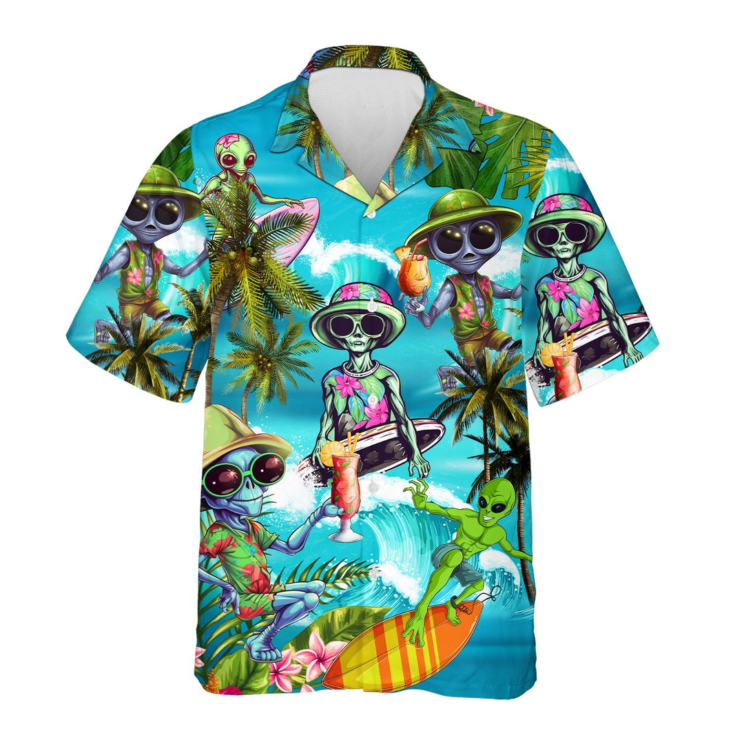 Tropical Alien Hawaiian Shirt for Men Women, Tropical Summer Beach ...