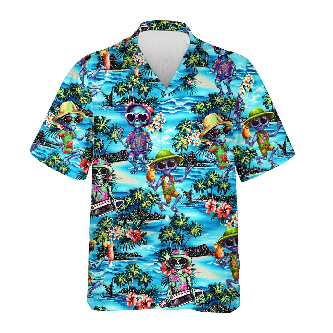 Tropical Alien Hawaiian Shirt for Men Women, Tropical Summer Beach ...