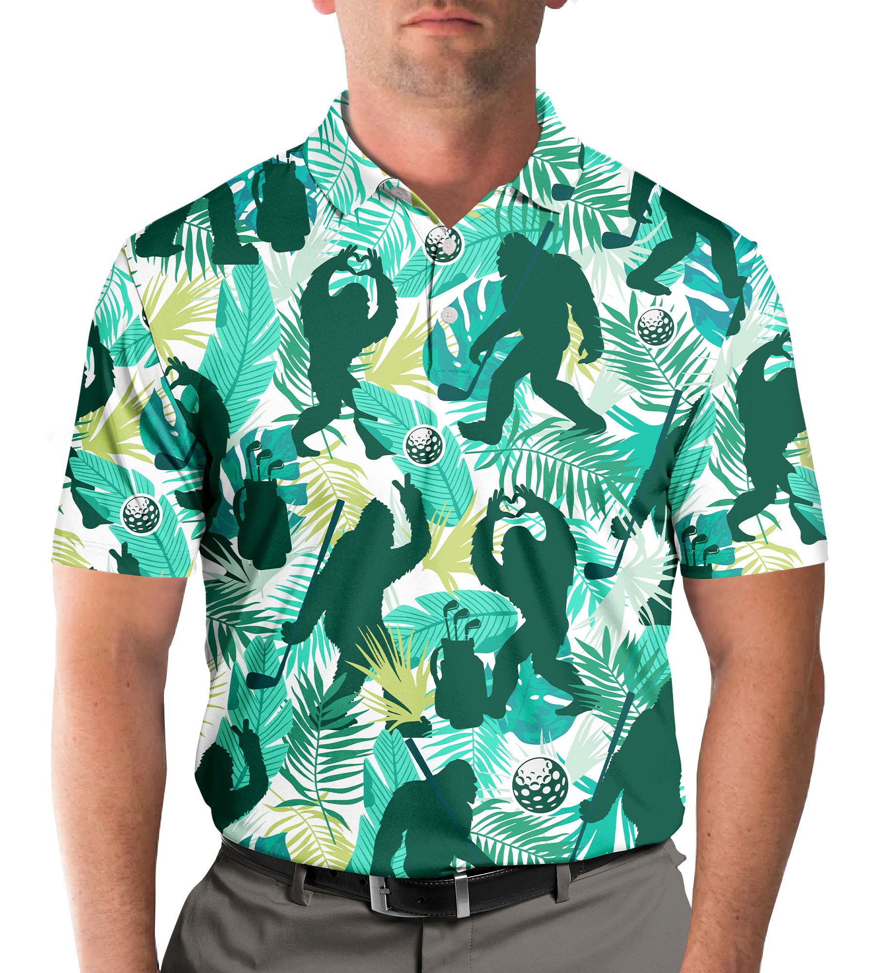 Bigfoot Golf Polo Shirts for Men Bigfoot Sasquatch Golf - Etsy