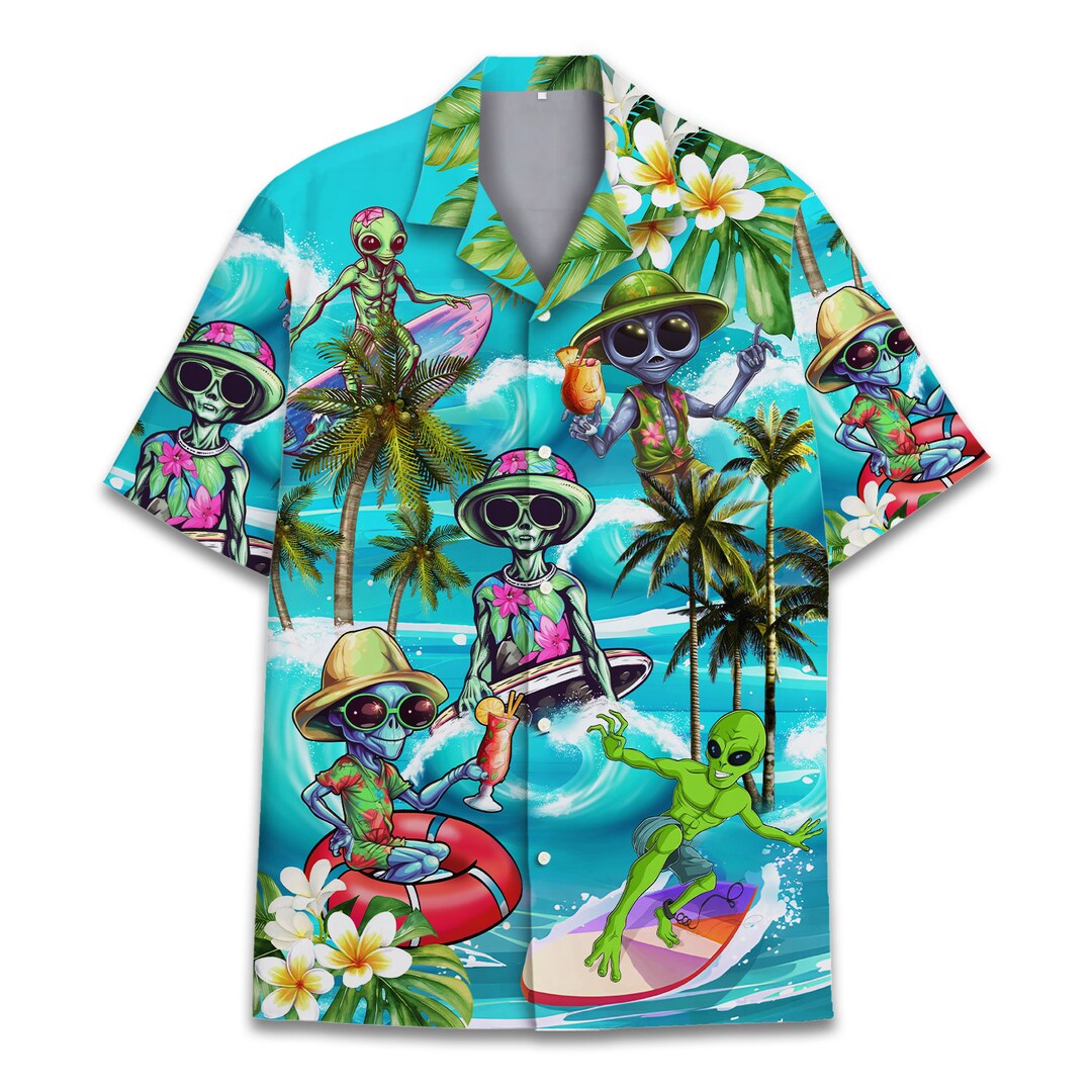 Tropical Alien Hawaiian Shirt for Men Women, Tropical Summer Beach ...