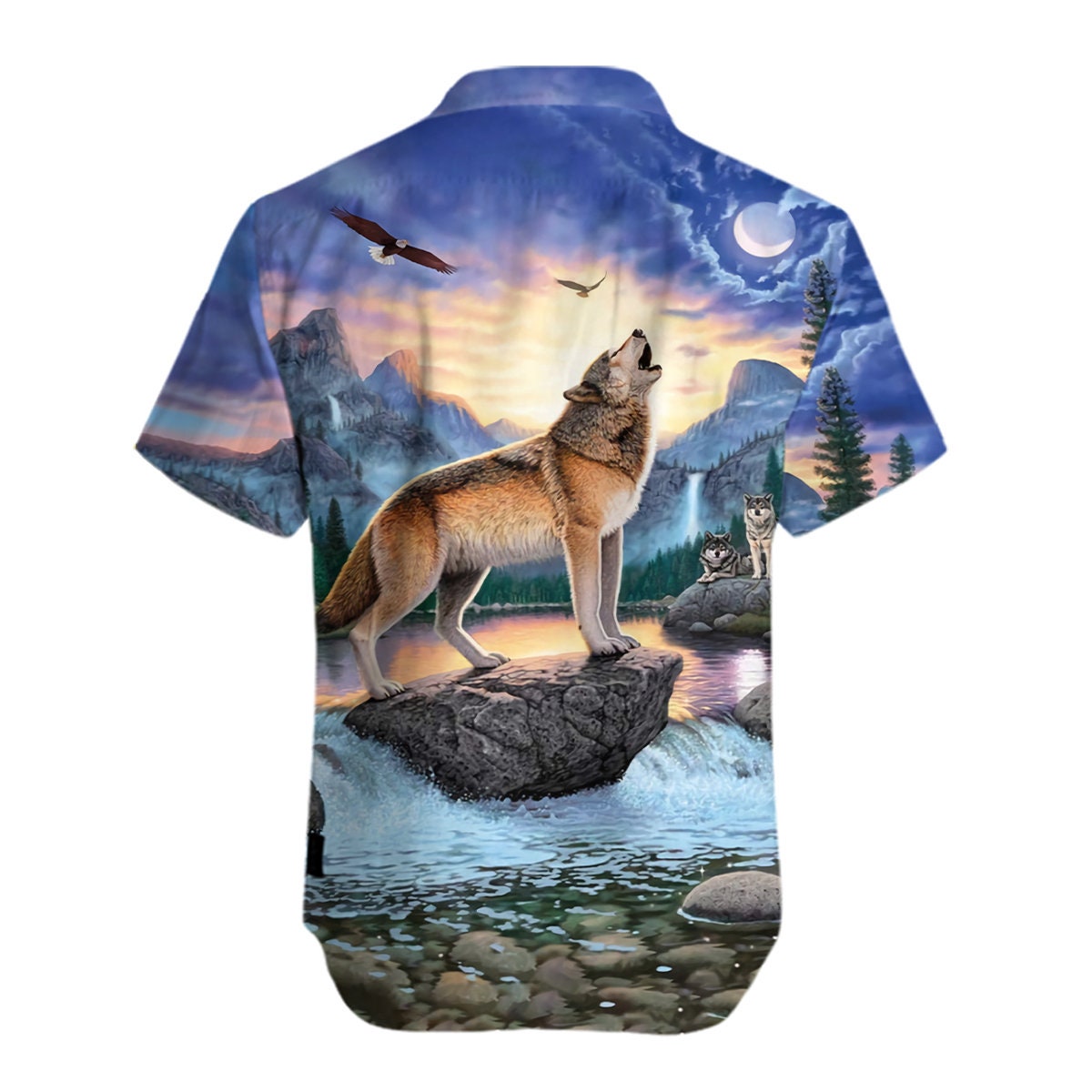 Wolf Shirts For Men Wolf Howling Moon Hawaiian Shirts For Men, Wolf ...