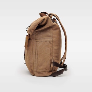 Tay Canvas Backpack Brown Leather Rucksack Stylish 15inch Laptop Bag ...