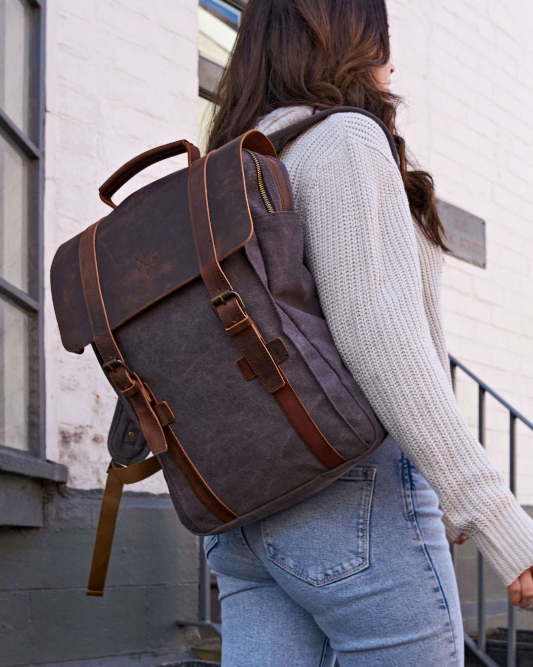Tamar Canvas Backpack Heavy-duty Canvas Rucksack Reclaimed Leather ...