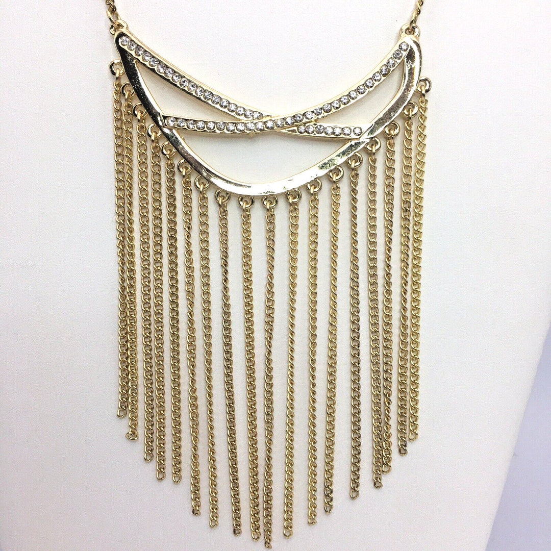 Jennifer Lopez Signed J Lo Bling Fringe Necklace Glam Gold Tone ...