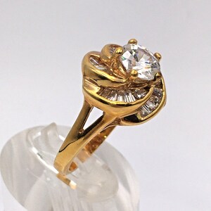 Vintage RS Covenant 18K GE Yellow Gold Swirled Crystal Ring Size 6 - Etsy