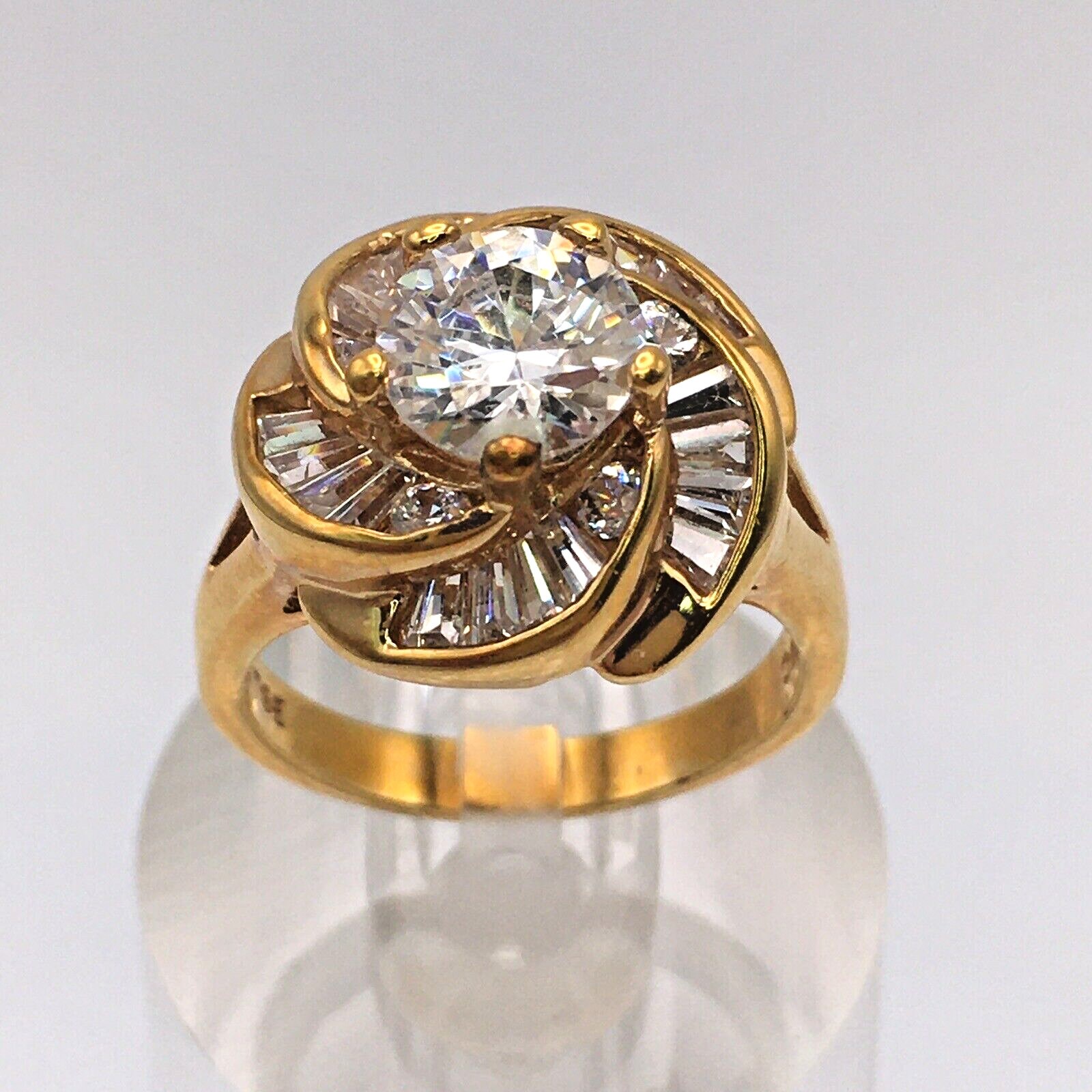 Vintage RS Covenant 18K GE Yellow Gold Swirled Crystal Ring Size 6 - Etsy