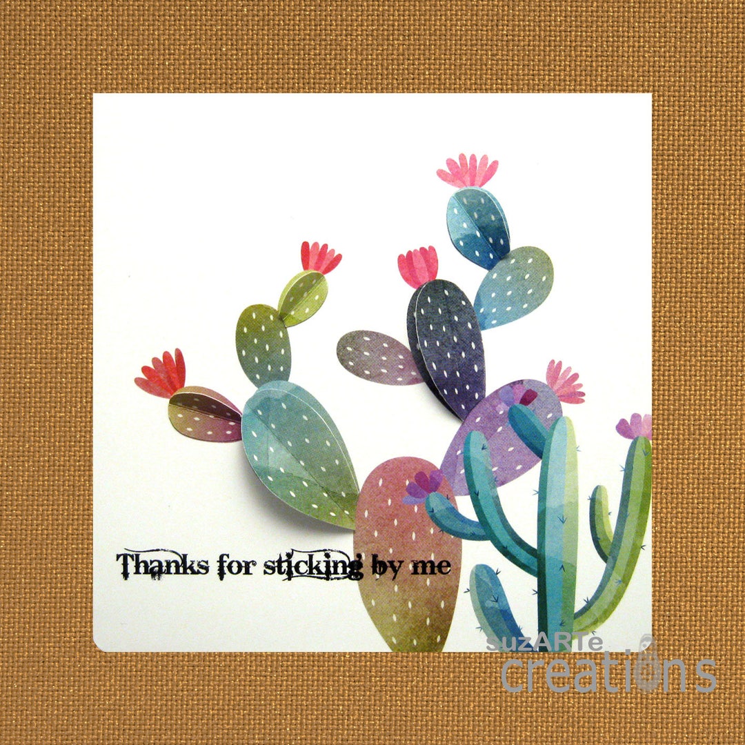 Thank You Card-cactus Design Greeting Card - Etsy
