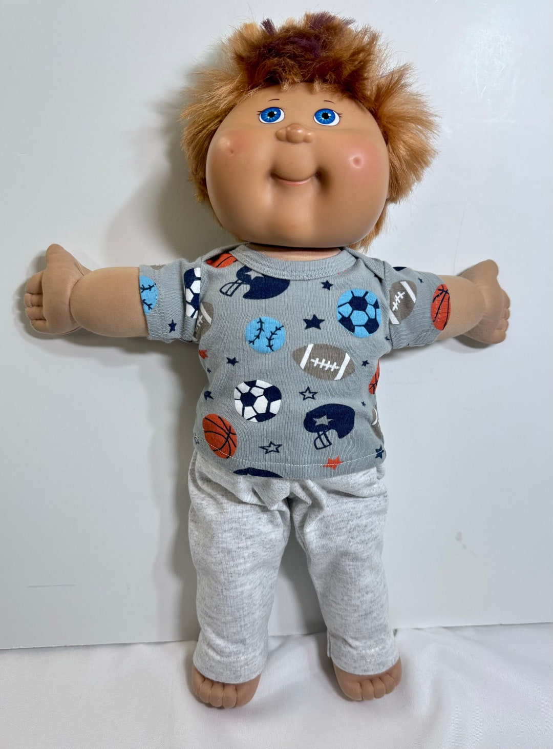 16 Boy Cabbage Patch Clothes, 2-piece sports FOOTBALL, Soccer Top, Gray ...